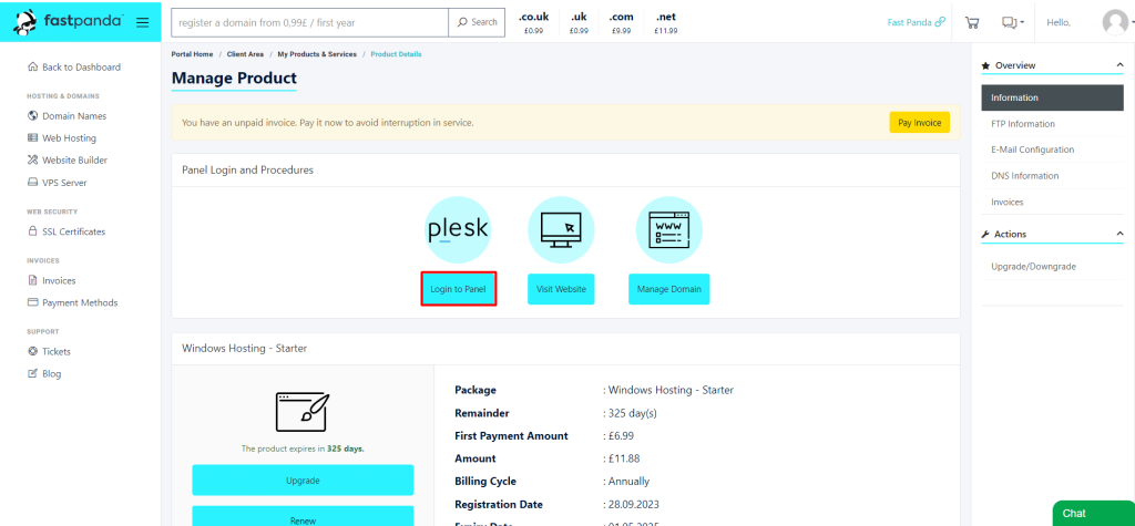How to Log in to Plesk Panel? - Knowledge Hub - Fast Panda