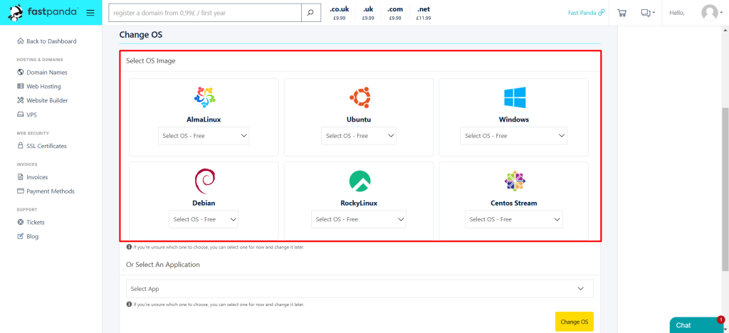How to change the operating system (OS) of your VPS? - Knowledge Hub - Fast Panda